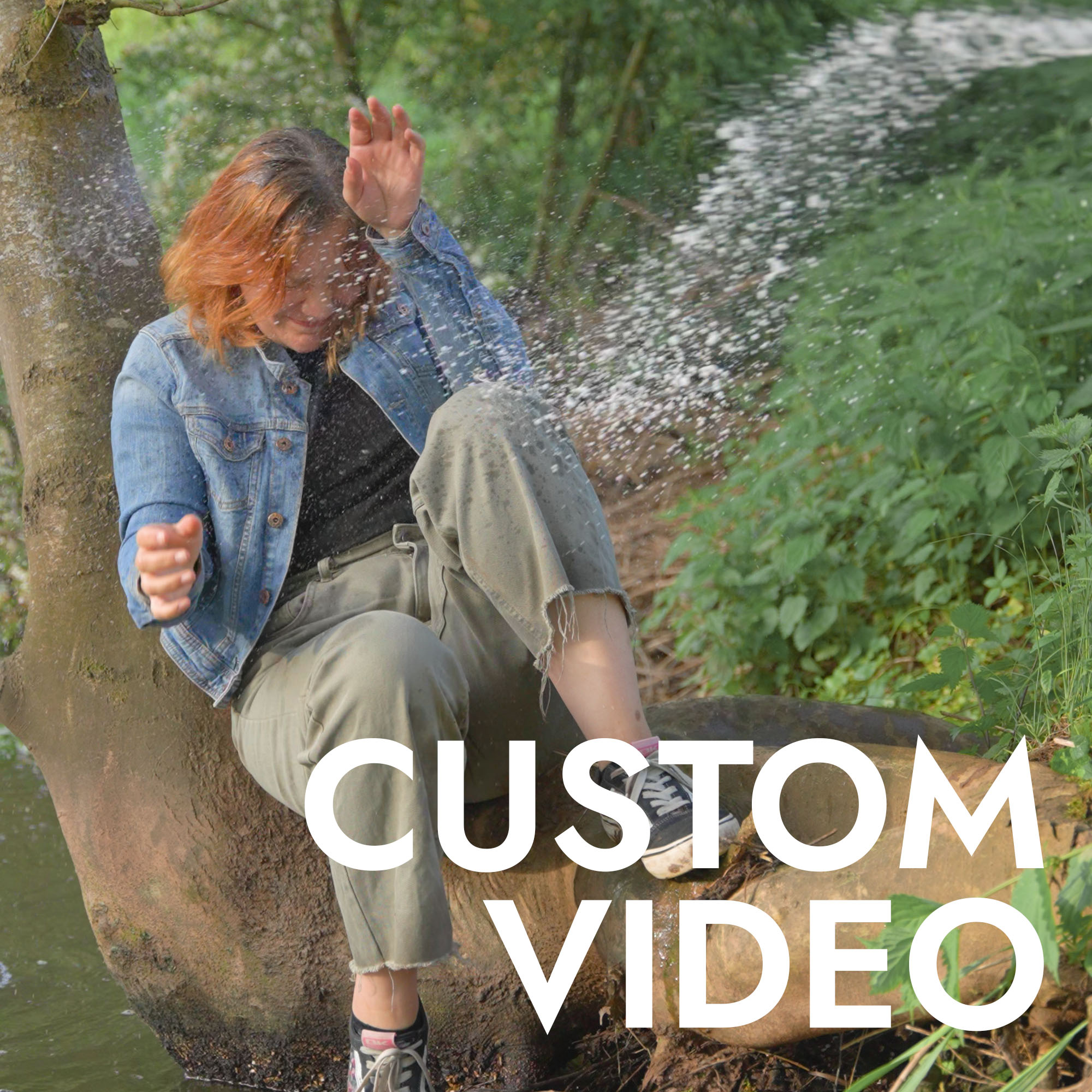 Champagne shower in a Denim Jacket - wetlook pool